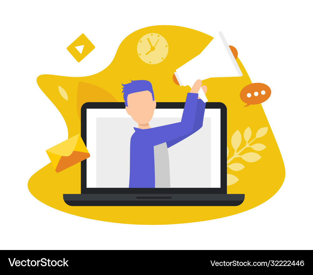 Businessman promoting goods and services Vector Image