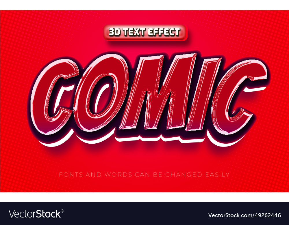 Comic action 3d editable text effect style Vector Image