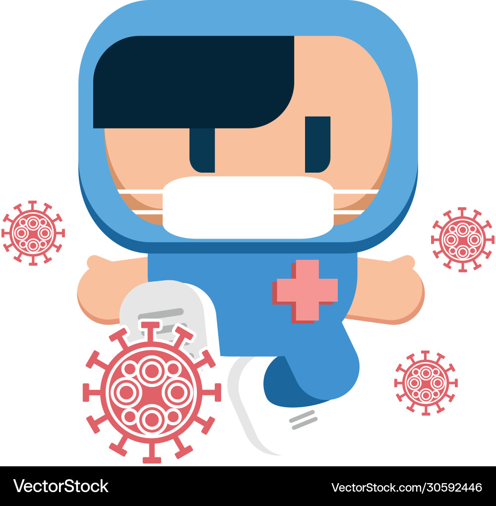 Cute people fight with coronavirus Royalty Free Vector Image