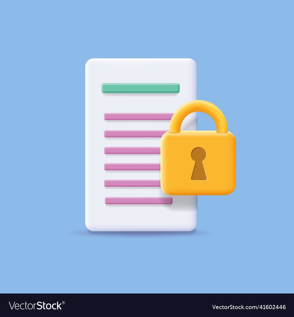 File document lock security icon locked Royalty Free Vector