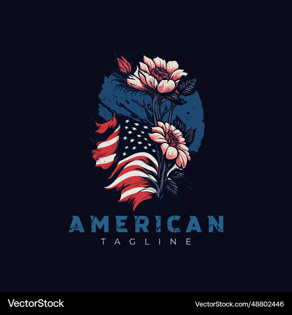 Flower style of american logo design Royalty Free Vector