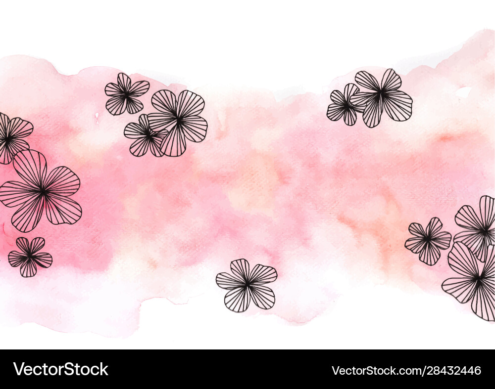 Hand drawing flowers pen on pink background Vector Image