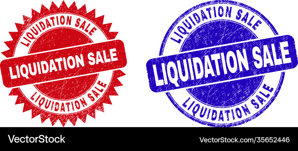 Liquidation sale rounded and rosette stamp seals Vector Image