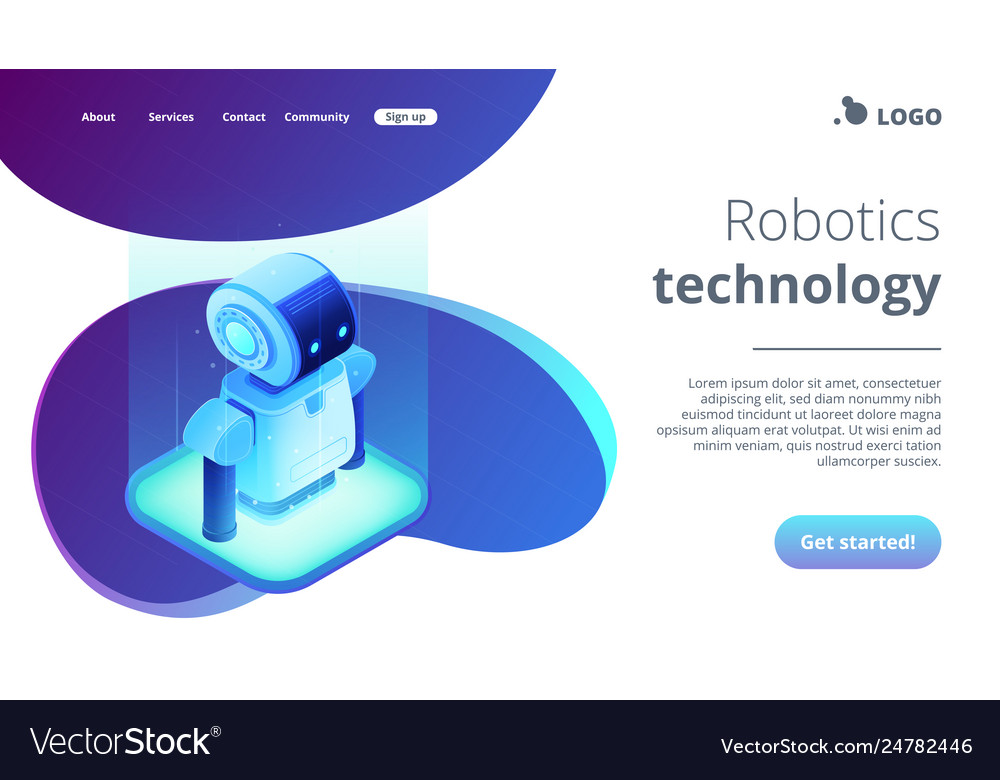 Robotics technology isometric3d landing page Vector Image