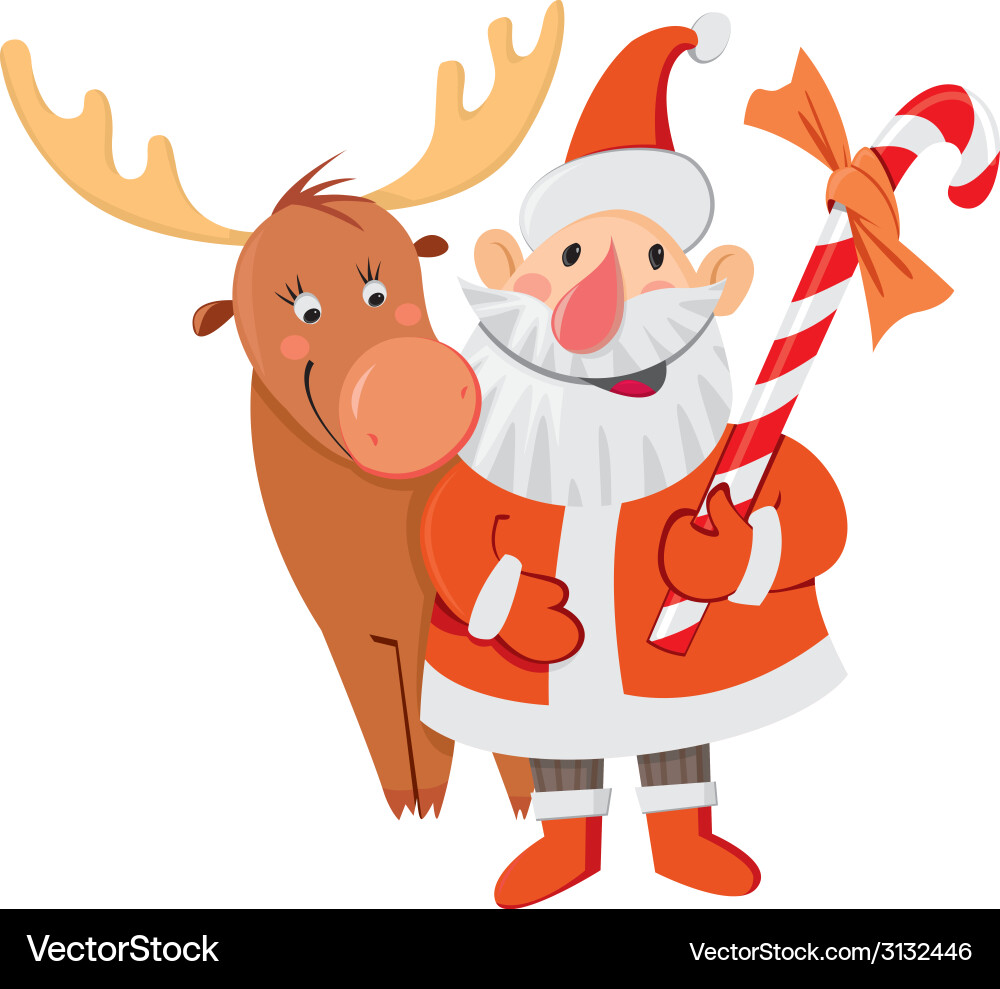 Santa claus and rudolph Royalty Free Vector Image