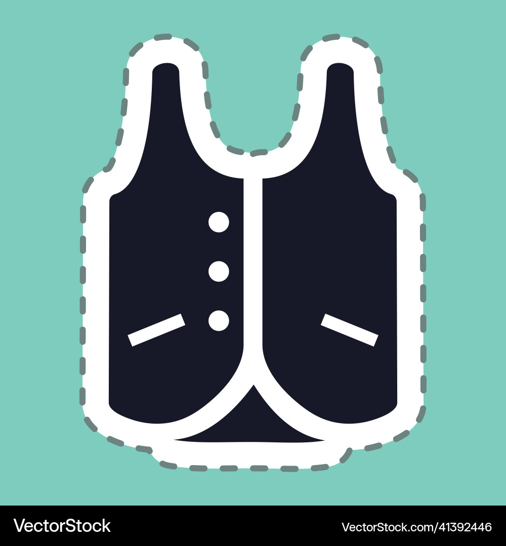 Sticker vest 2 - line cutsimple editable stroke Vector Image
