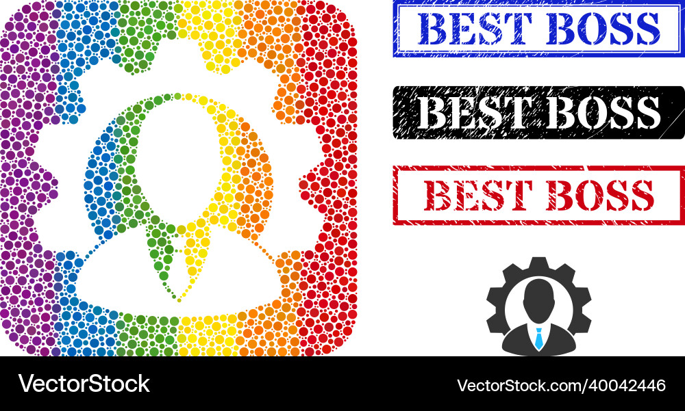 Textured best boss stamp and dotted mosaic Vector Image