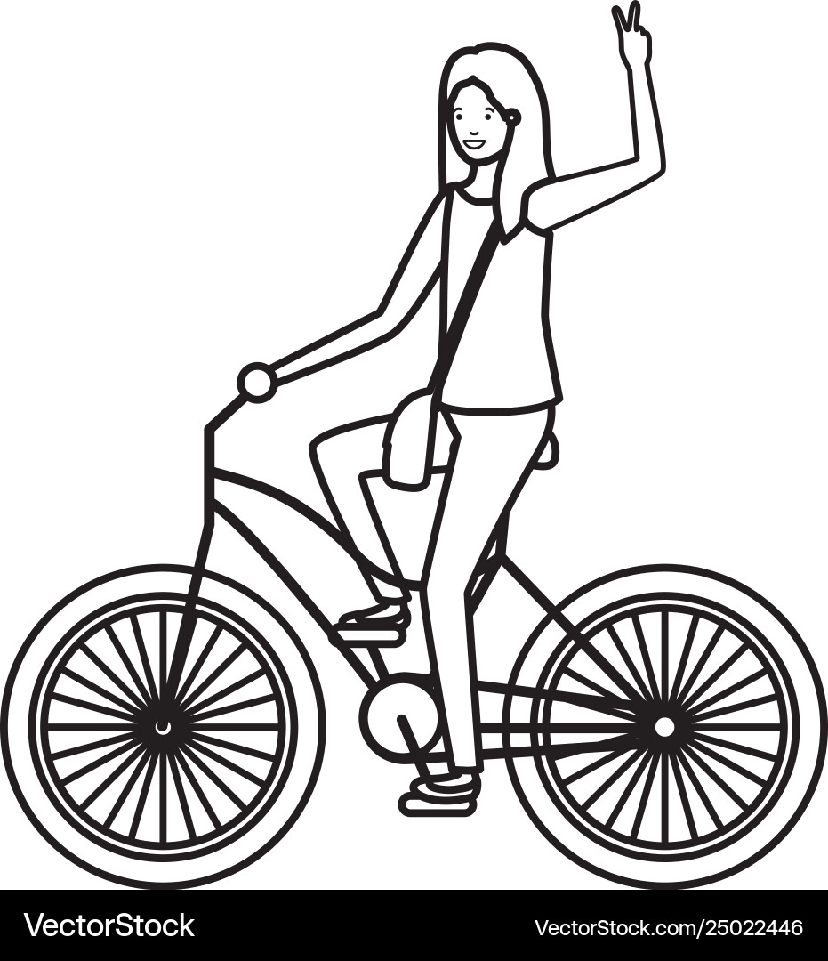 Young woman in bicycle character Royalty Free Vector Image