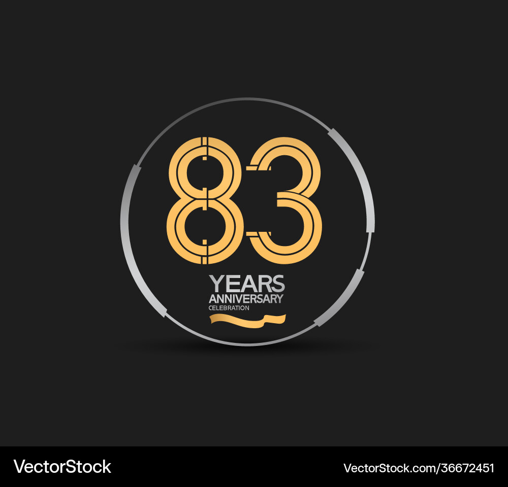 83 years golden anniversary logotype Royalty Free Vector