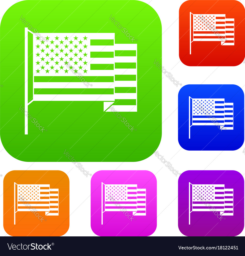 American flag set color collection Royalty Free Vector Image