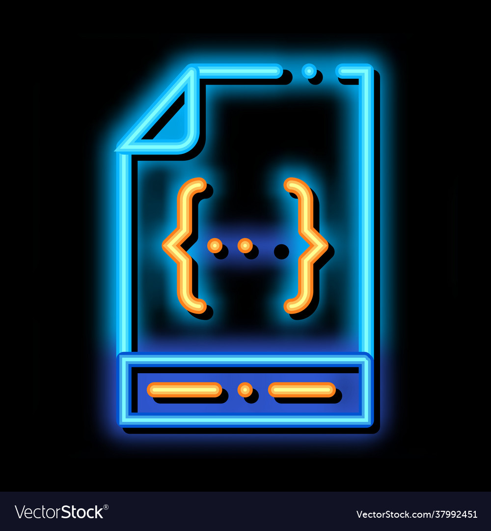 Coding file document system neon glow icon Vector Image Coding file document system neon glow icon Vector Image