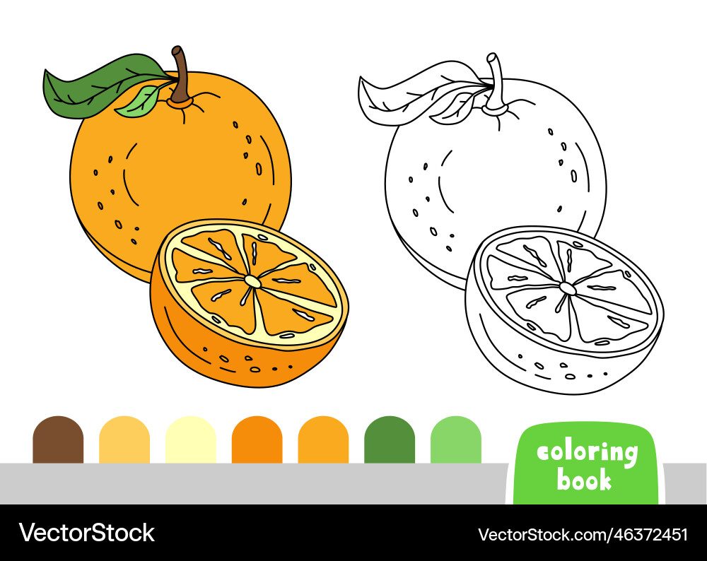 Coloring book for kids orange page Royalty Free Vector Image
