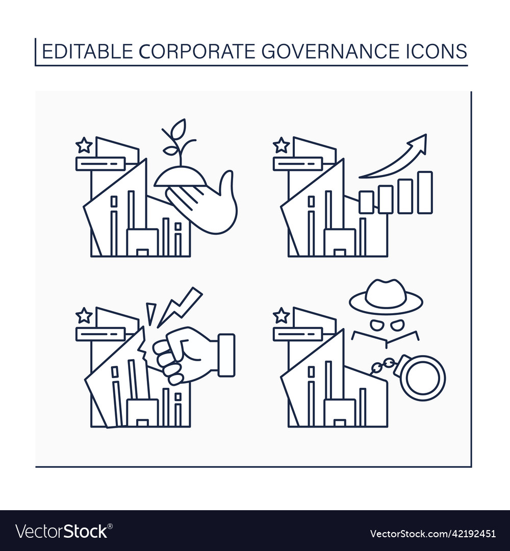 Corporate governance line icons set Royalty Free Vector
