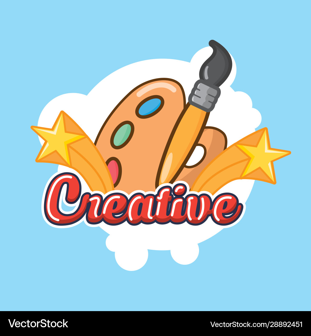 Creative lettering with paint brush and pallet Vector Image