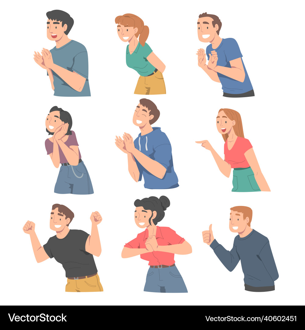 Excited people character looking at someone Vector Image