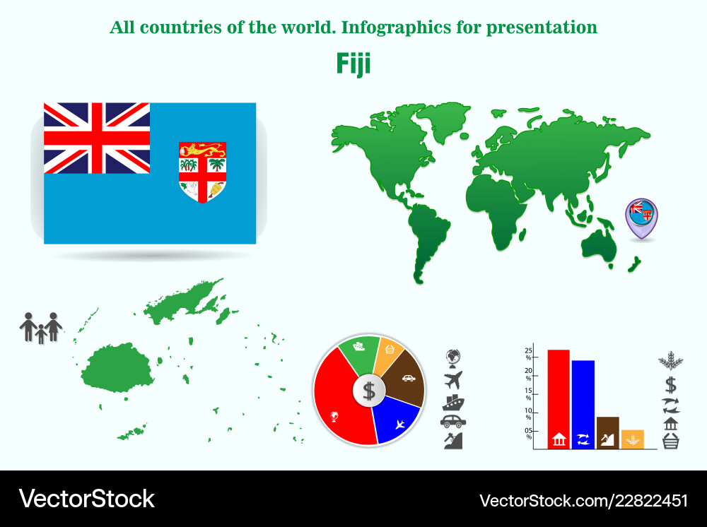 Fiji all countries world infographics Royalty Free Vector