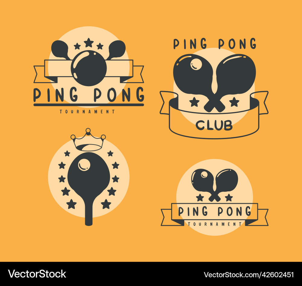 Four ping pong sport labels Royalty Free Vector Image