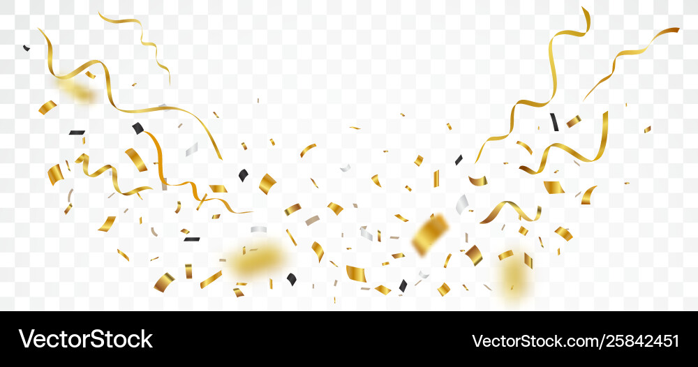Gold confetti isolated on transparent background Vector Image