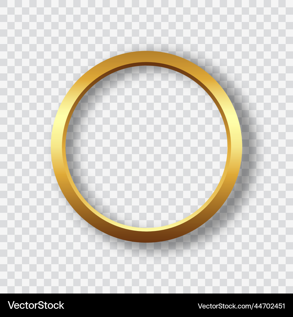 Golden round frame with shadow on a transparent Vector Image