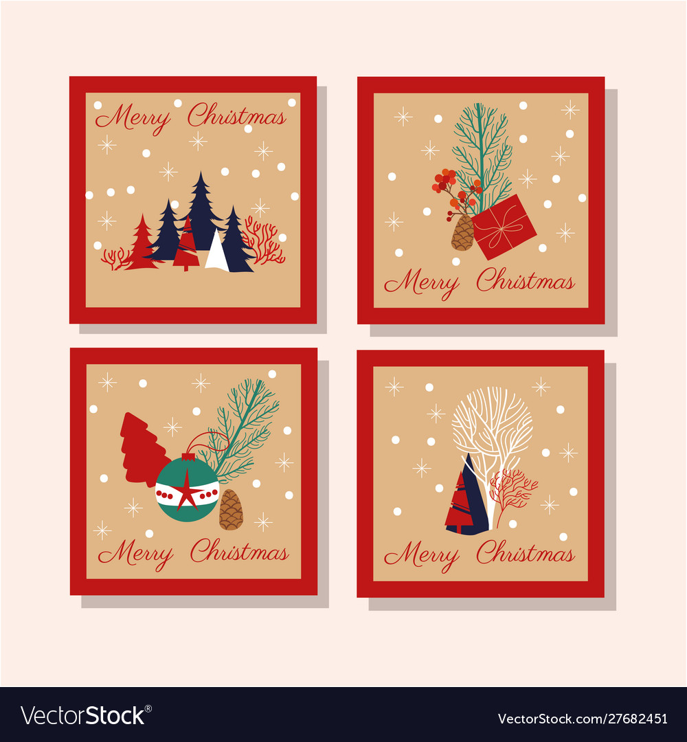 Happy merry christmas bundle cards Royalty Free Vector Image