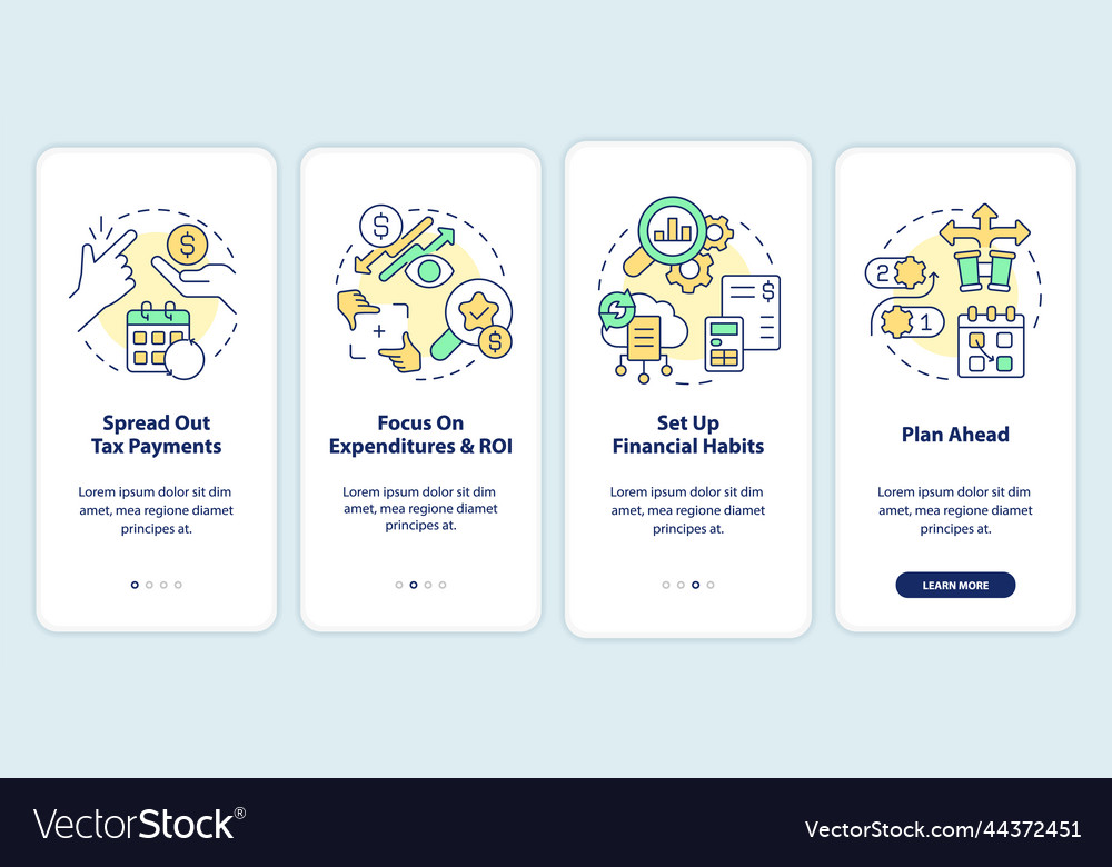 Managing small business finance guide onboarding Vector Image Managing small business finance guide onboarding Vector Image