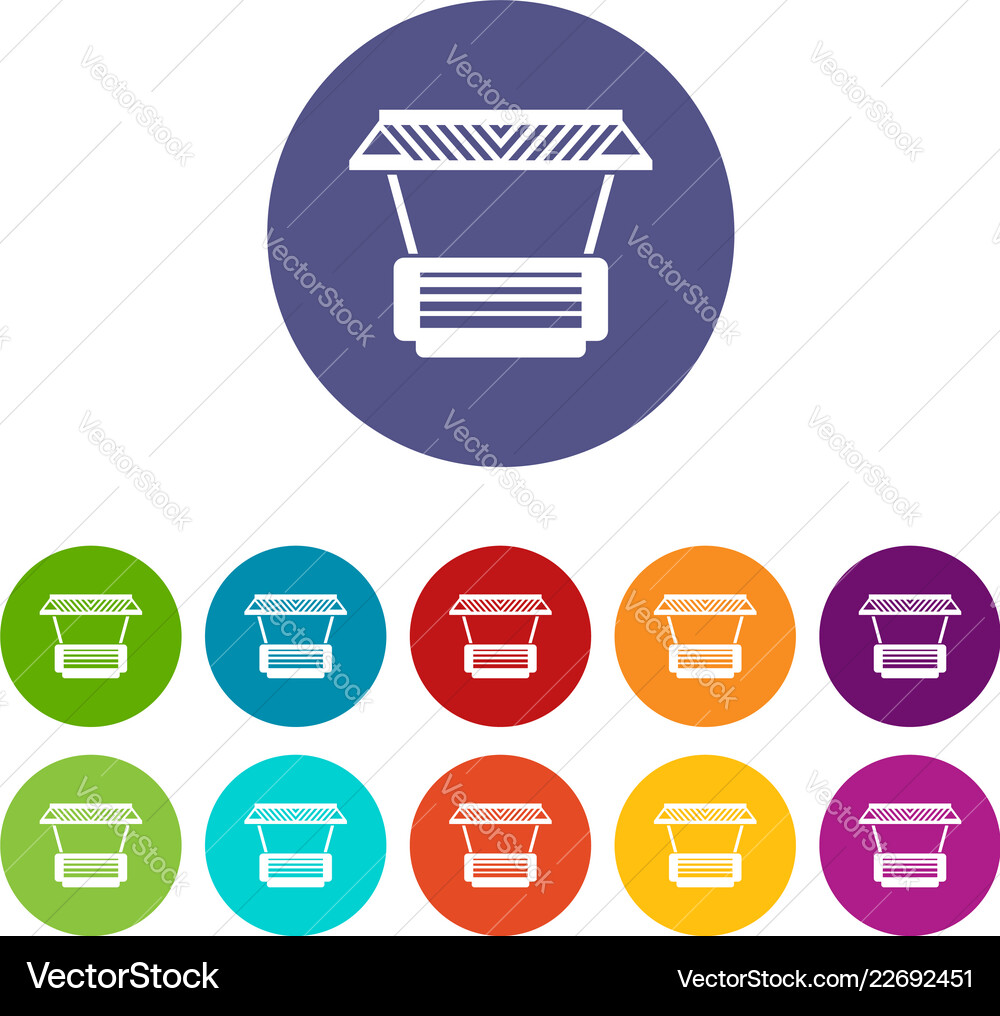 Modern stall icons set color Royalty Free Vector Image
