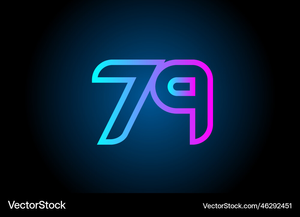 Pink line 79 number logo icon design creative Vector Image