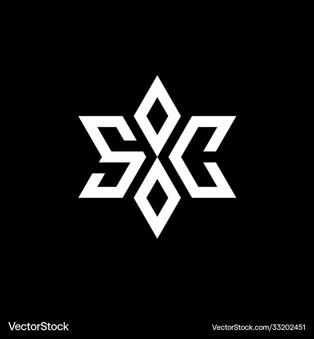 Sc monogram logo with star shape and luxury style Vector Image