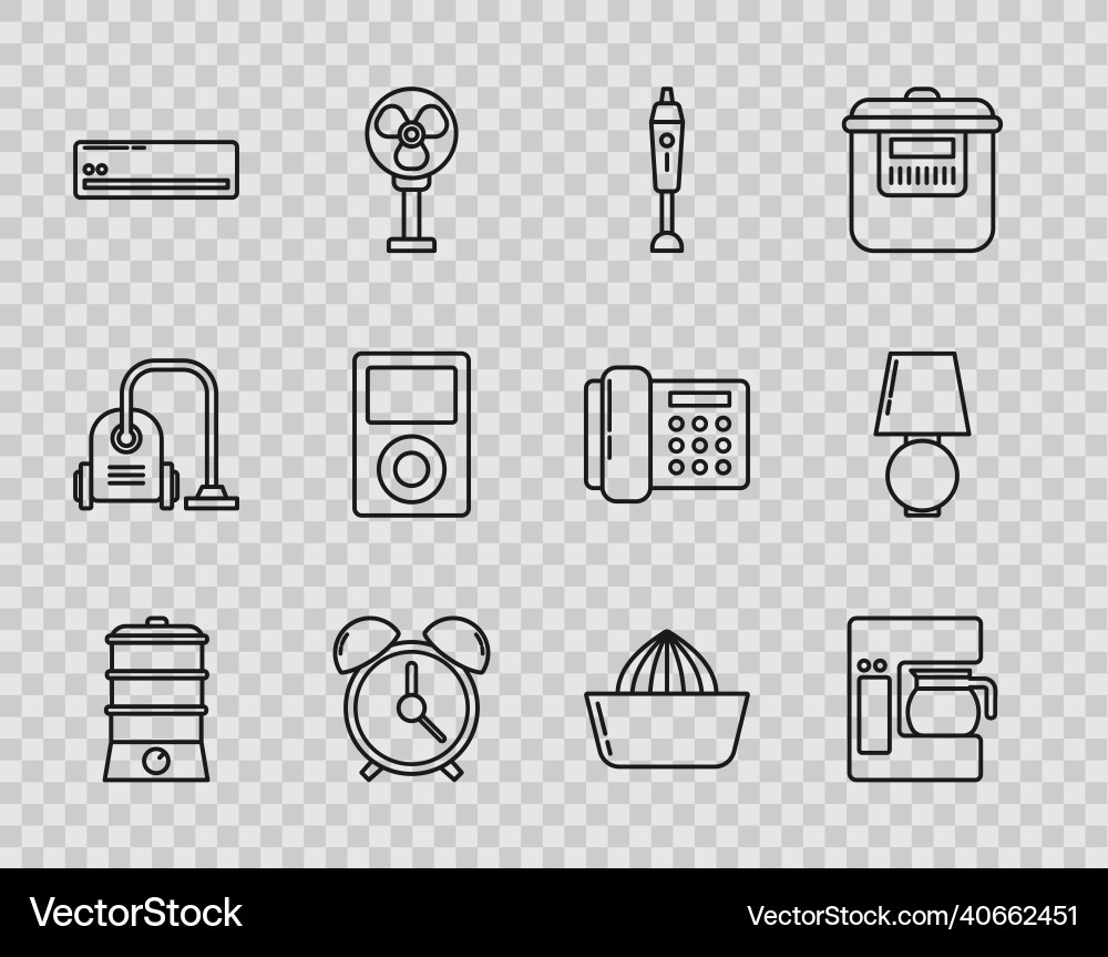 Set line double boiler coffee machine with glass Vector Image