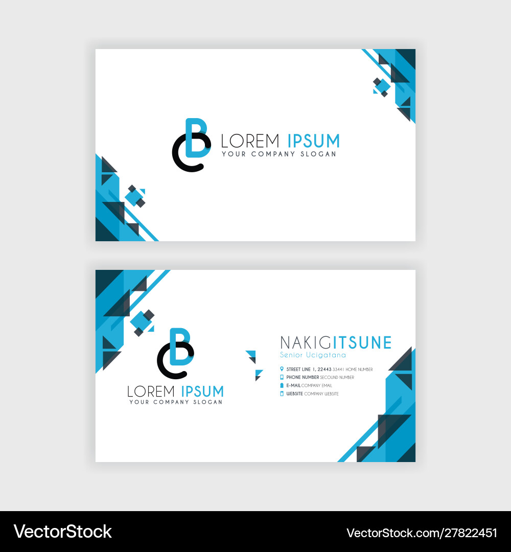Simple business card with initial letter cb Vector Image