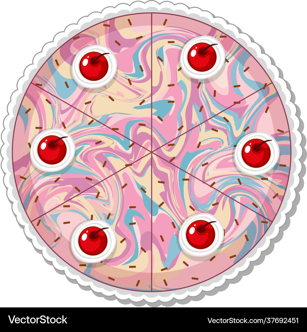 Top view delicious cake with cherries topping Vector Image