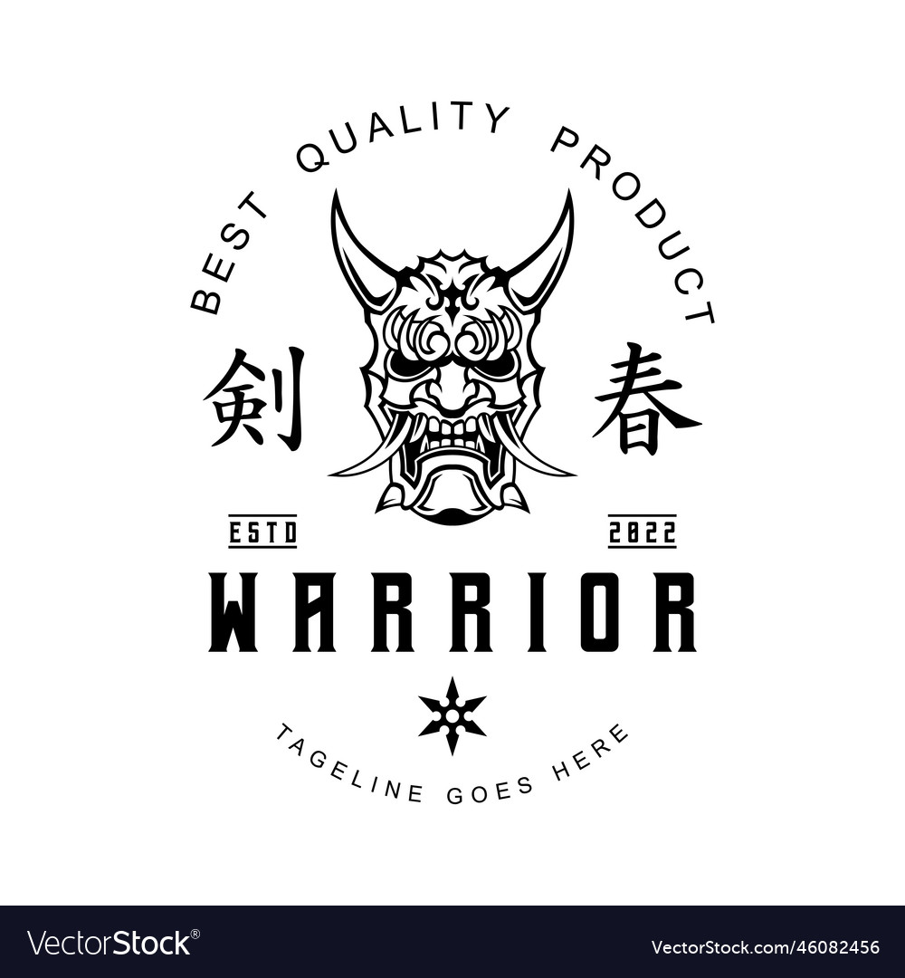 Angry ronin mask of samurai warrior logo helmet Vector Image