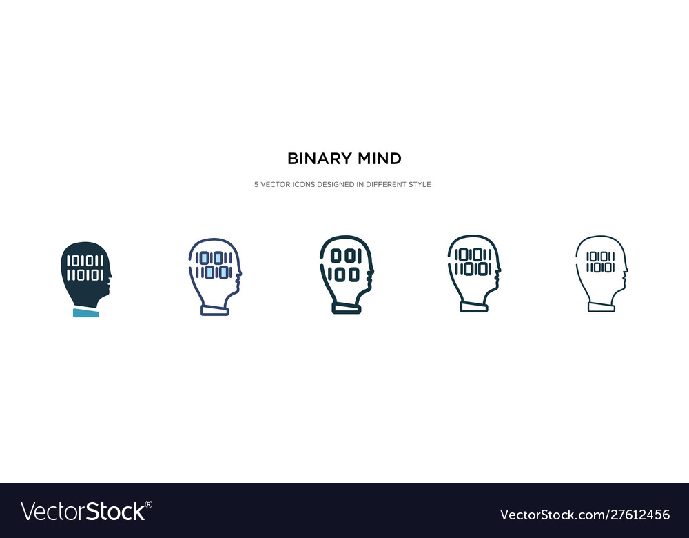 Binary mind icon in different style two colored Vector Image