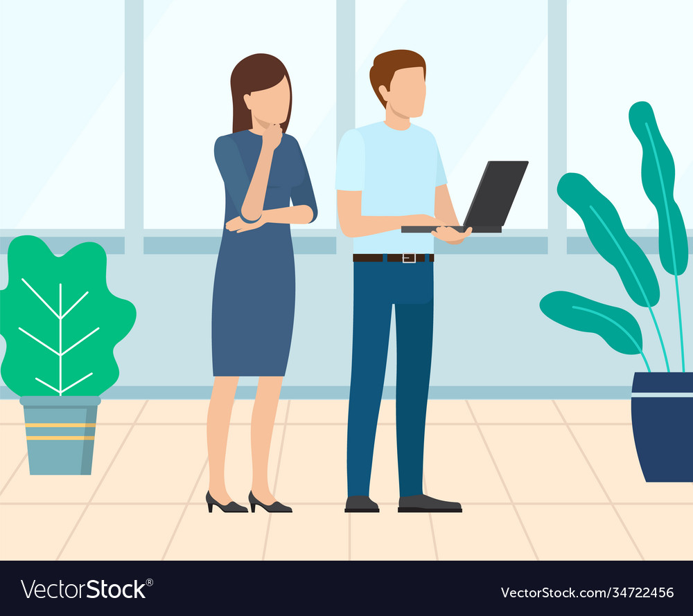 Businesslady and businessman startup brainstorming