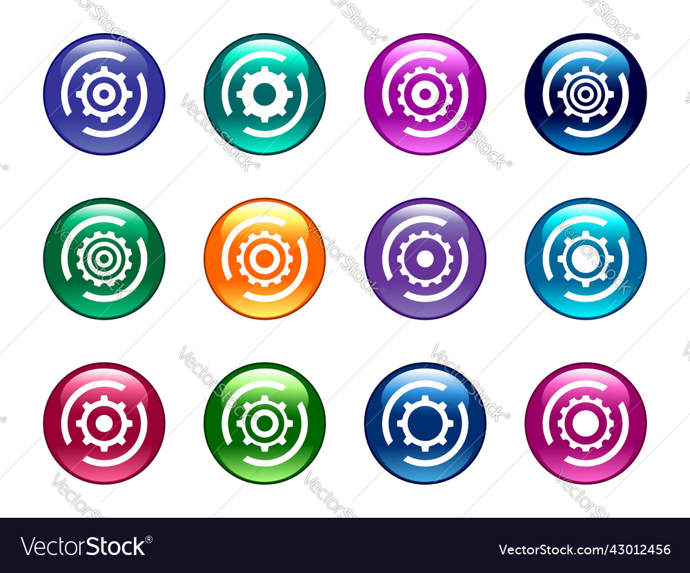 Buttons with gear shape pattern Royalty Free Vector Image