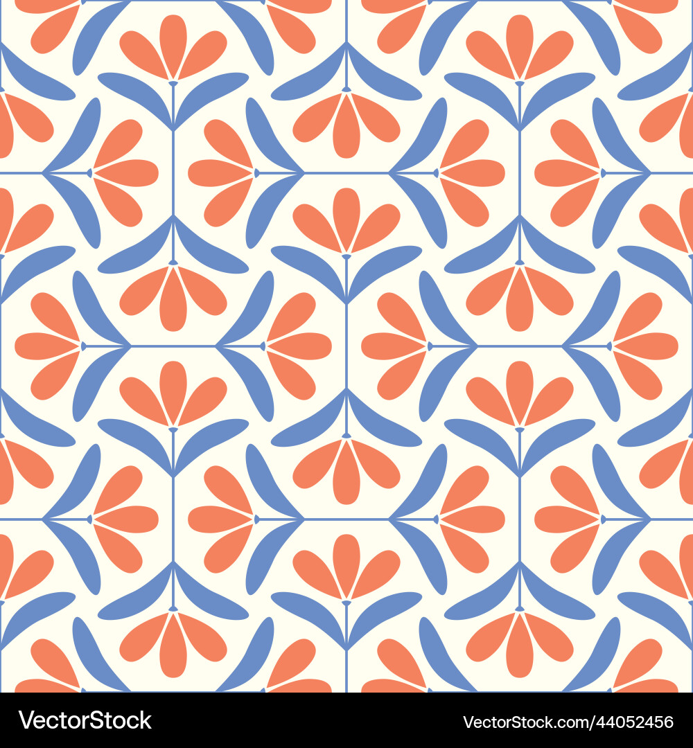 Floral pattern in blue and orange pretty Vector Image