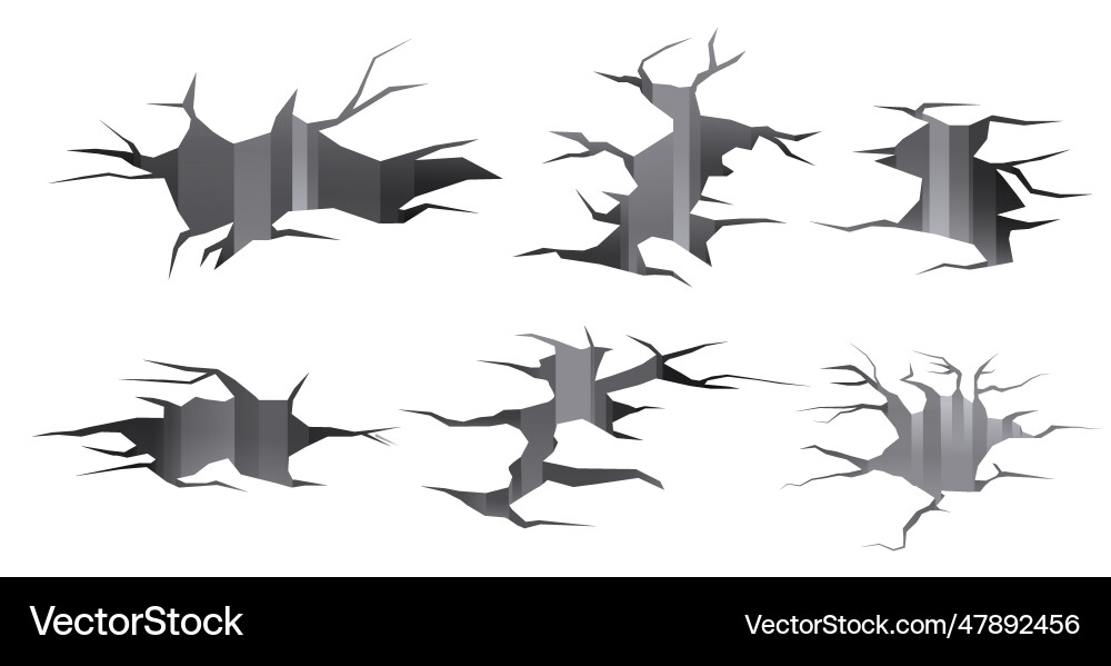 Ground cracks set Royalty Free Vector Image - VectorStock