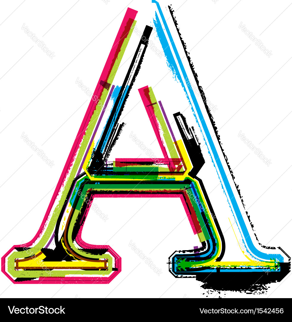 Grunge colorful font letter Royalty Free Vector Image
