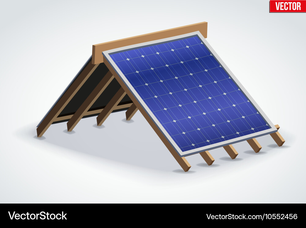 Icon roof with solar panel cover Royalty Free Vector Image