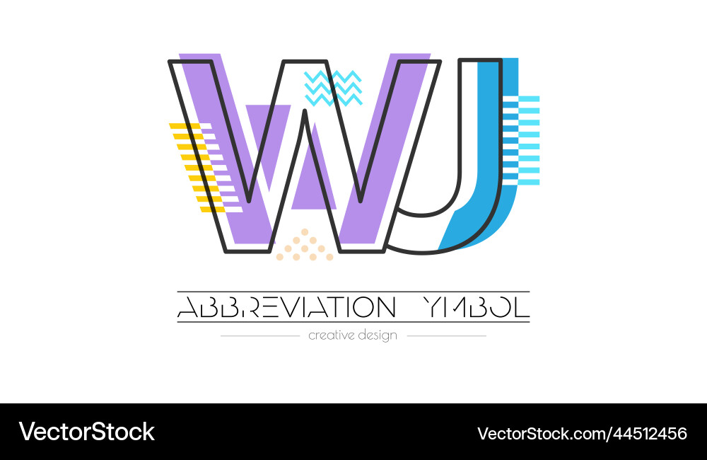 Letters w and j merging of two initials Royalty Free Vector