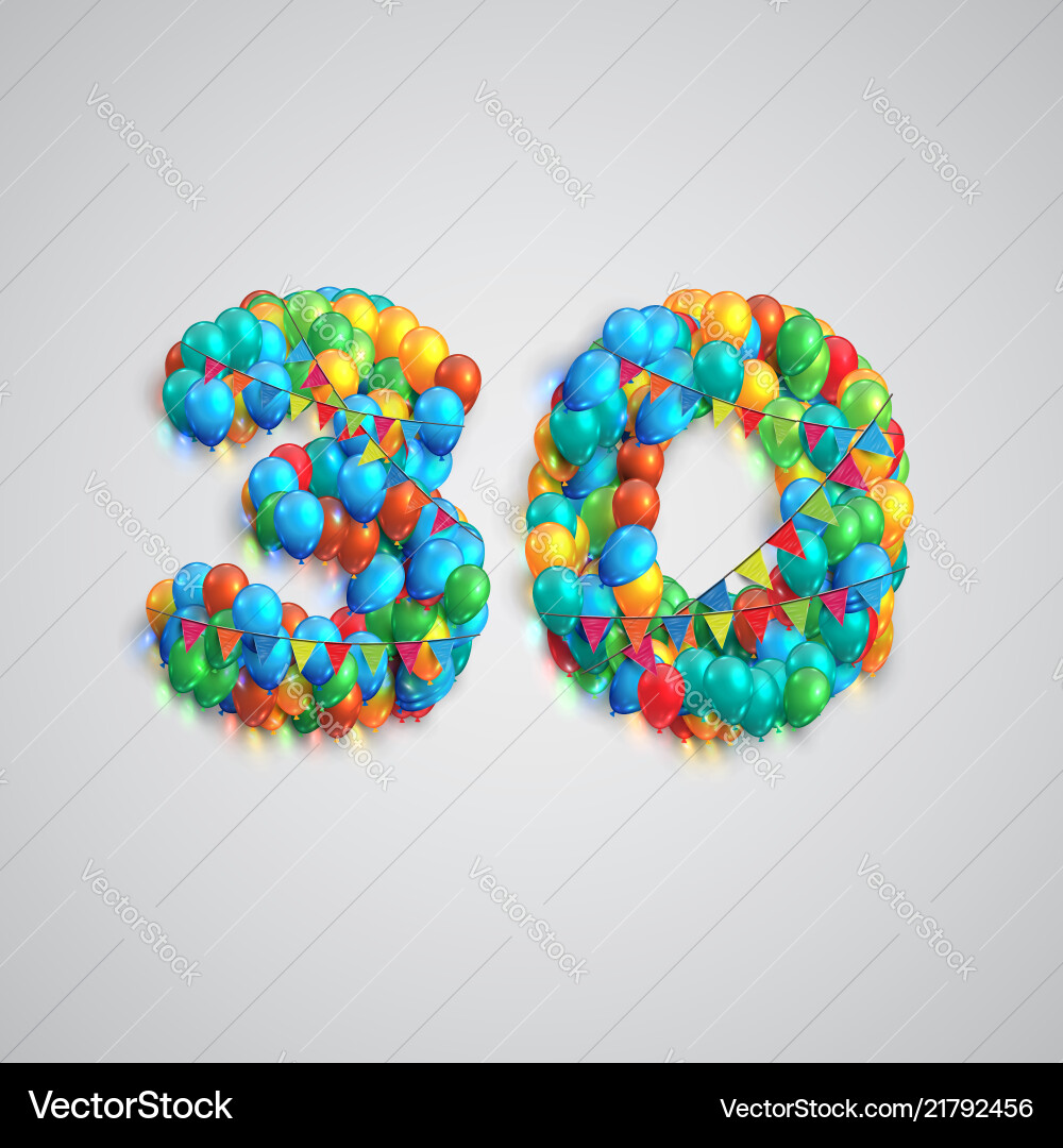 Number made by colorful balloons Royalty Free Vector Image