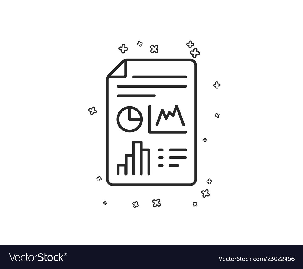 Report document line icon column graph sign Vector Image