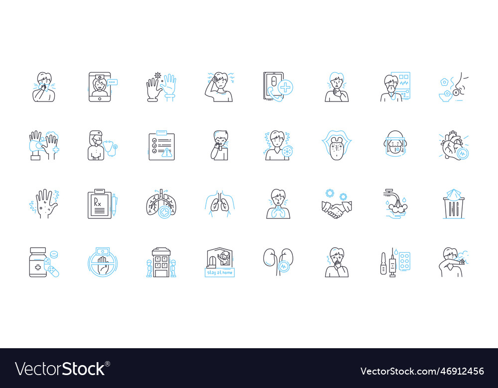 Security software linear icons set protection Vector Image