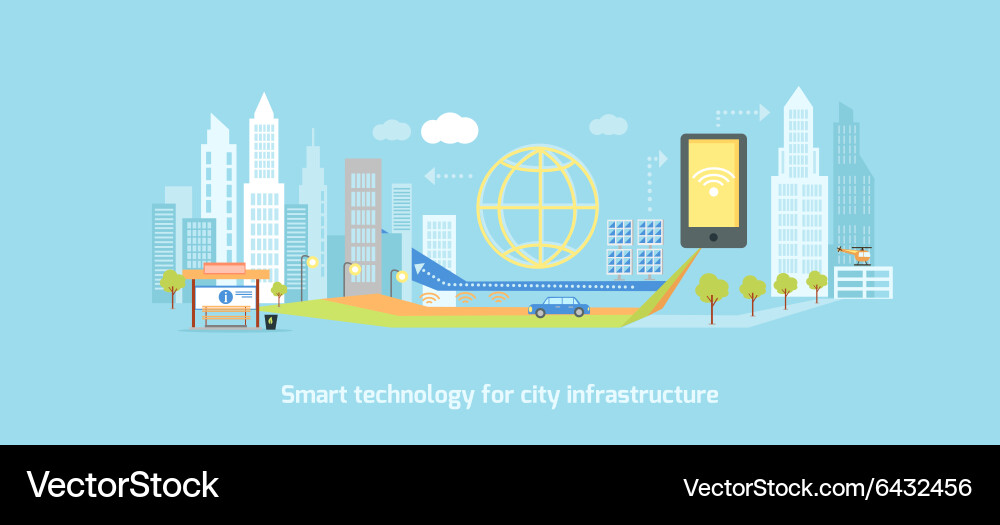 Smart technology in infrastructure of city Vector Image