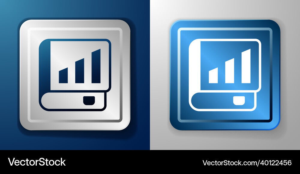 White financial book icon isolated on blue Vector Image