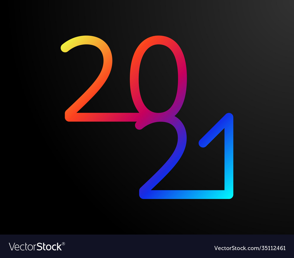 2021 happy new year banner with colorful numbers Vector Image