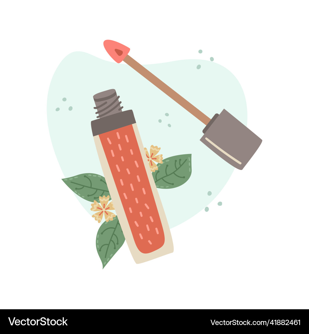 A lip gloss with floral decor Royalty Free Vector Image