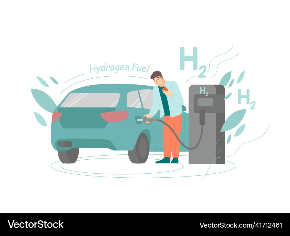 Automobile with hydrogen motor h2 fuel car Vector Image