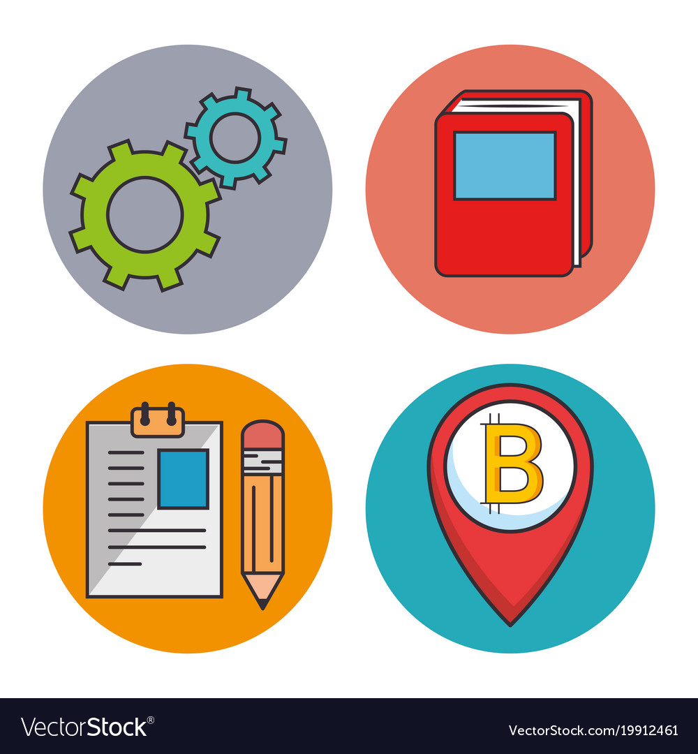Blockchain business set icons Royalty Free Vector Image
