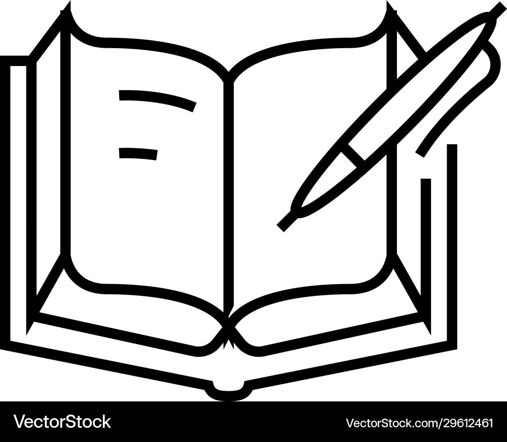 Book writing line icon concept sign outline Vector Image